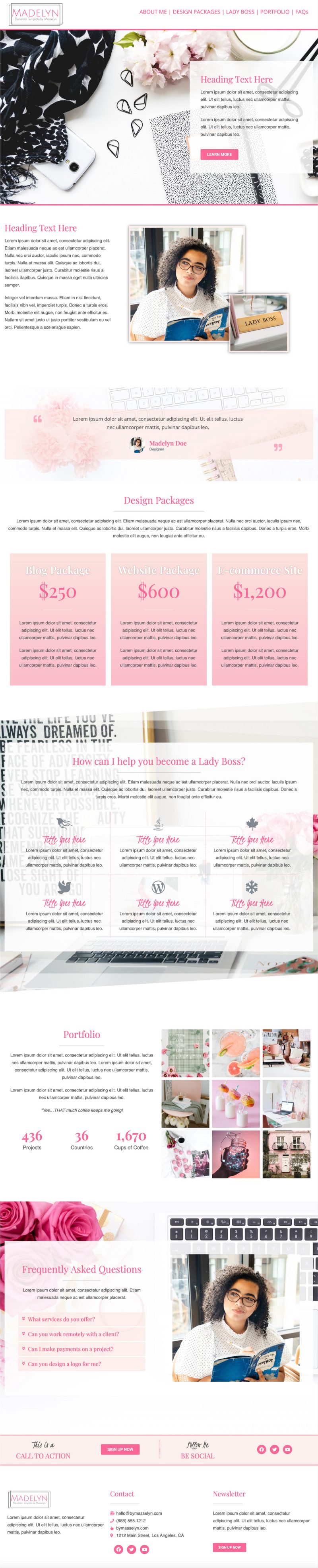 Feminine Website Templates and Themes - by Masselyn Design Studio